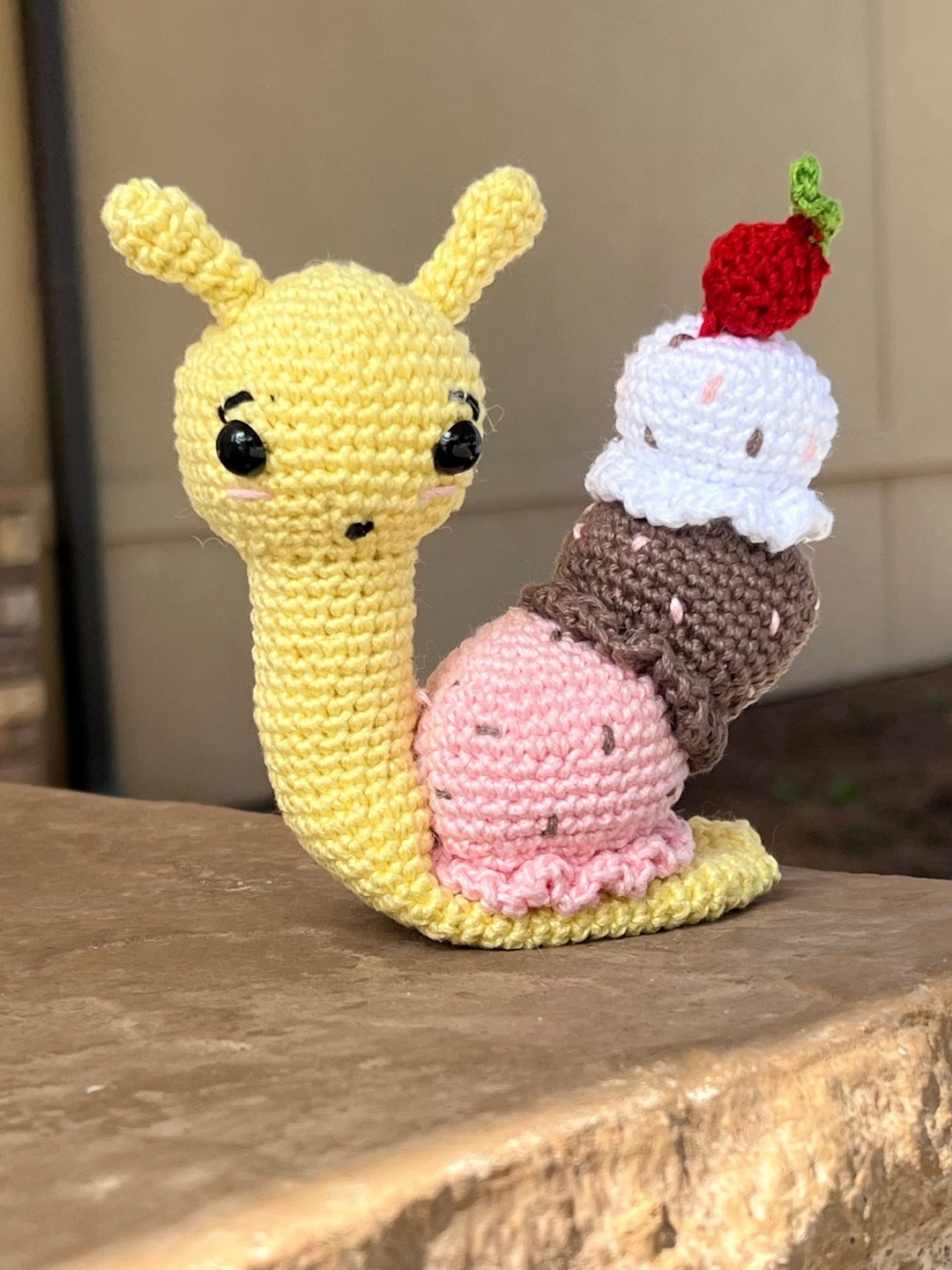 Hand-made Amigurumi * Sundae SNAIL * 6 Inches in Height = ADORABLE ...