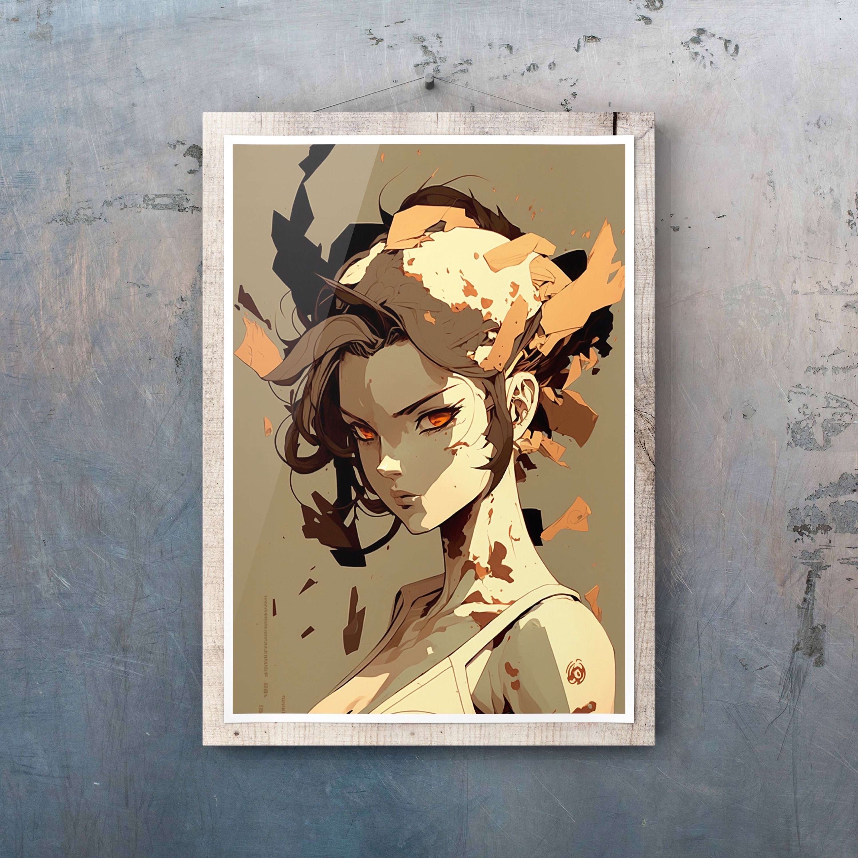 Anime Girl Print Digital Waifu Anime Wall Decor Manga Stlye Wall Art ...