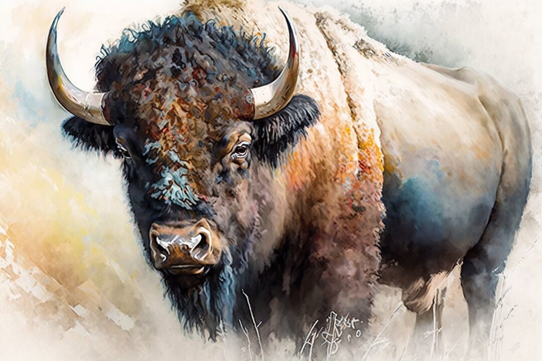 Bison Watercolor Digital Animal Prints | Instant Download Printable Art ...