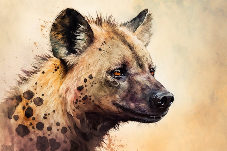 Hyena Watercolor Digital Animal Prints Instant Download Printable Art ...