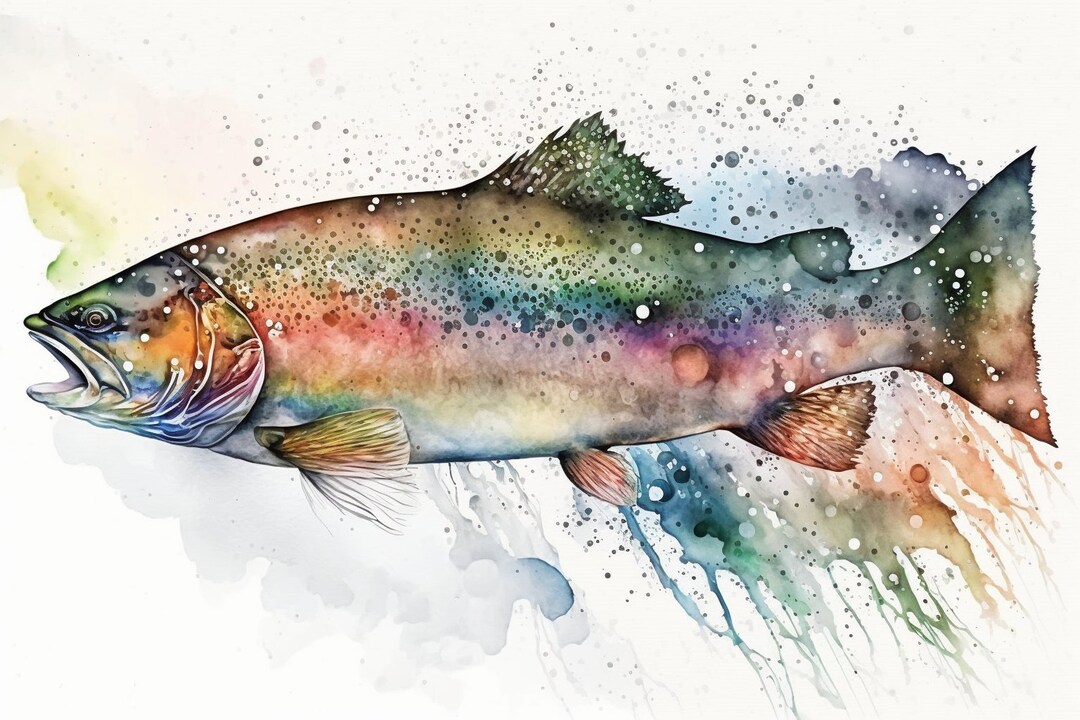 Trout Watercolor Digital Animal Prints | Instant Download Printable Art ...