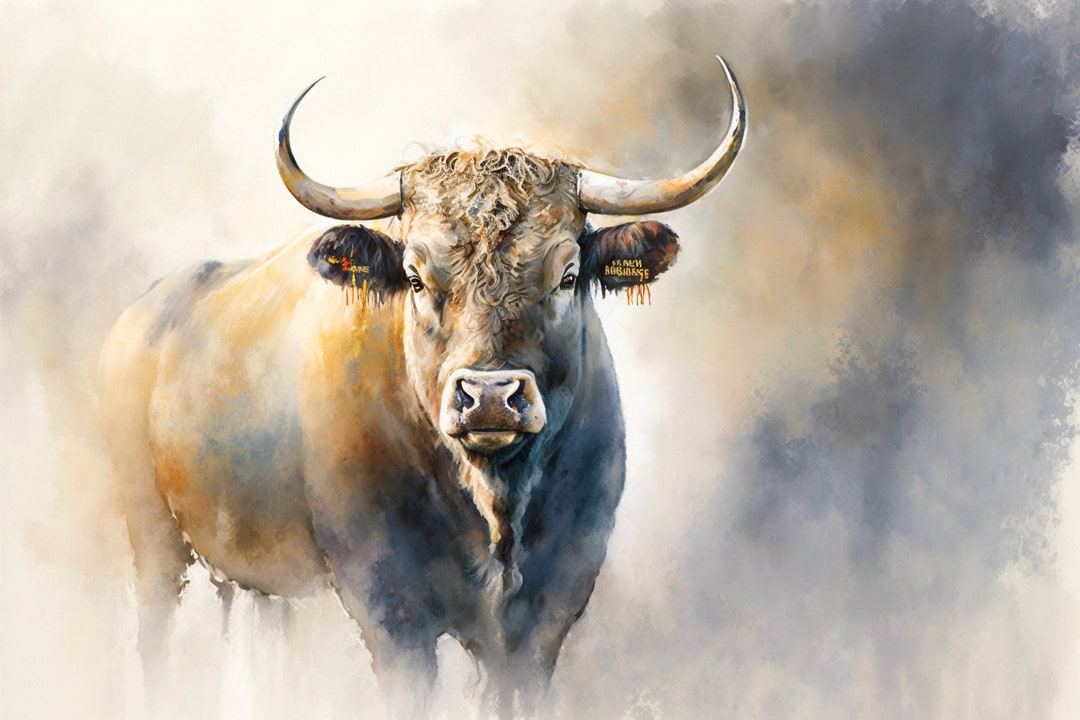 Bull Watercolor Digital Animal Prints | Instant Download Printable Art ...