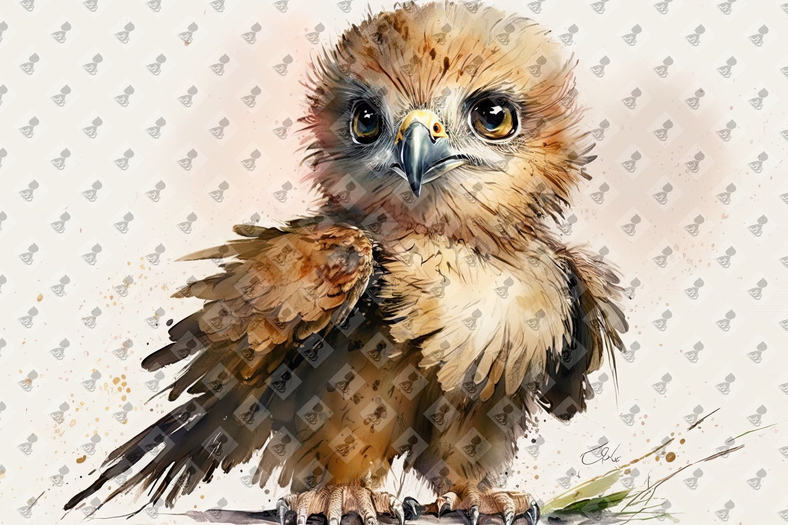 Cute Watercolor Baby Eagle Digital Print - Nursery Wall Art Decor ...