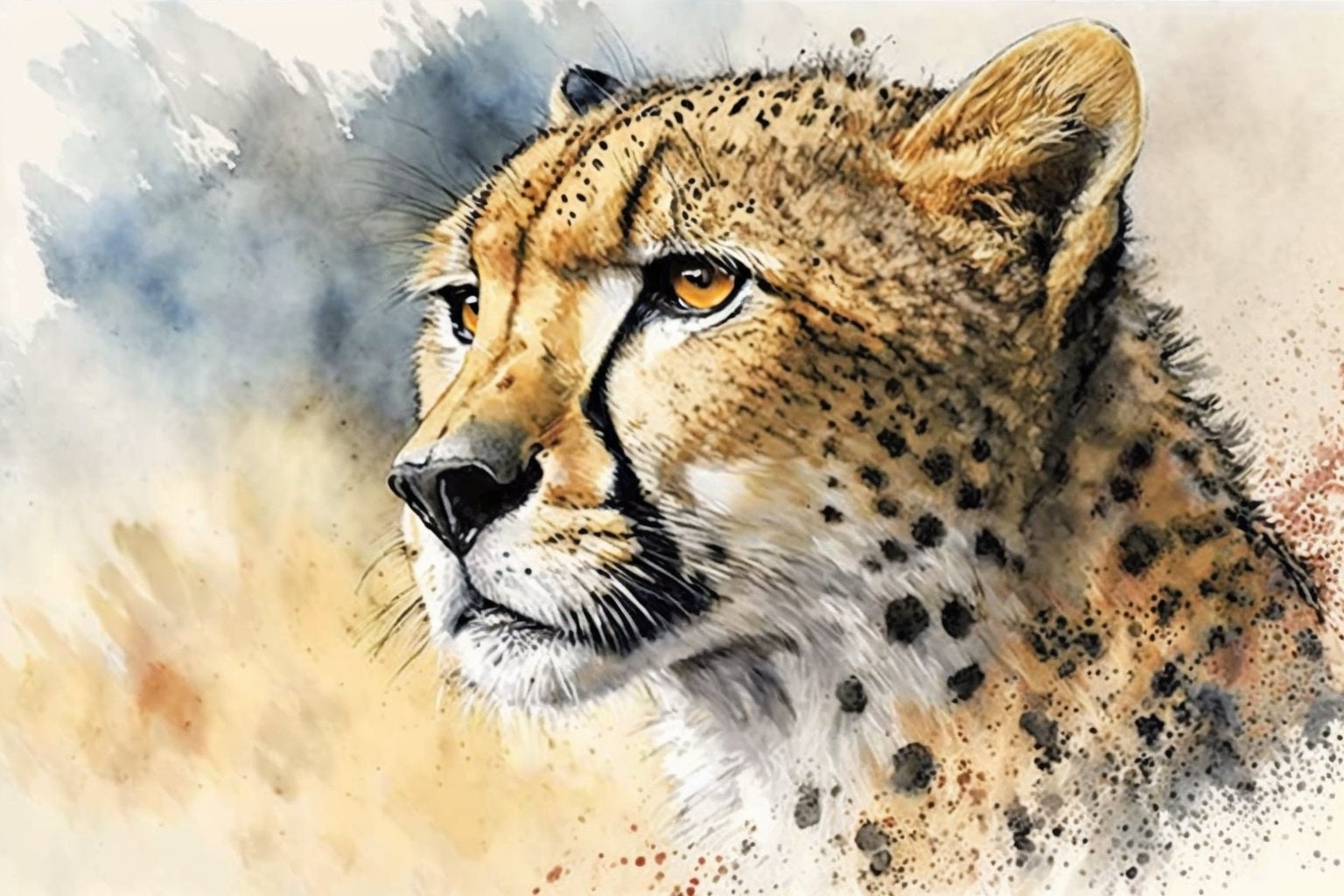 Cheetah Watercolor Digital Animal Prints | Instant Download Printable ...