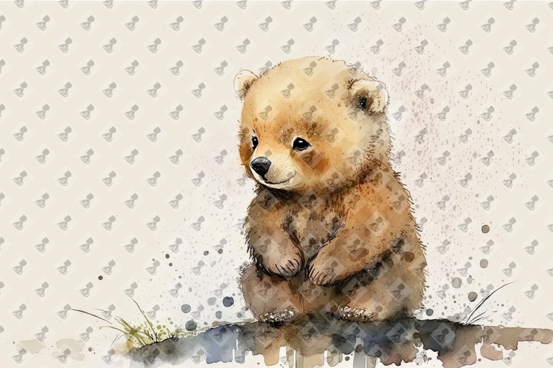 Cute Watercolor Baby Bear Digital Print - Nursery Wall Art Decor ...