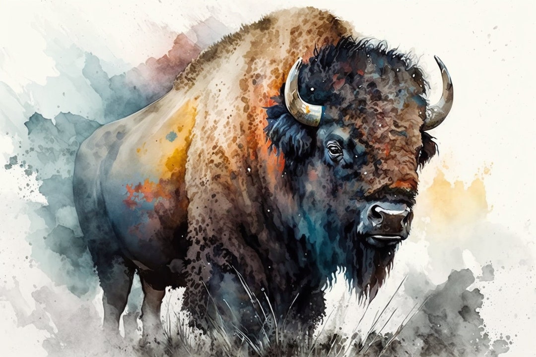 Bison Watercolor Digital Animal Prints | Instant Download Printable Art ...