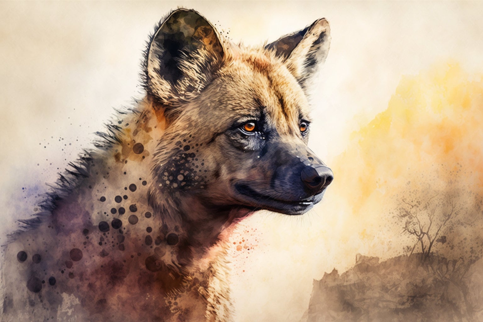 Hyena Watercolor Digital Animal Prints Instant Download Printable Art ...