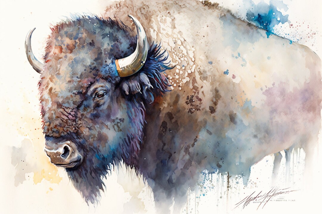 Bison Watercolor Digital Animal Prints | Instant Download Printable Art ...