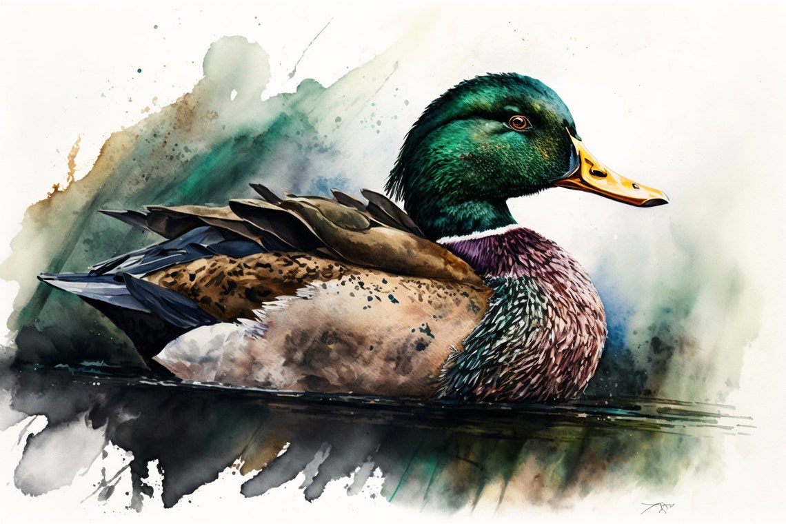 Duck Watercolor Digital Animal Prints Instant Download Printable Art ...