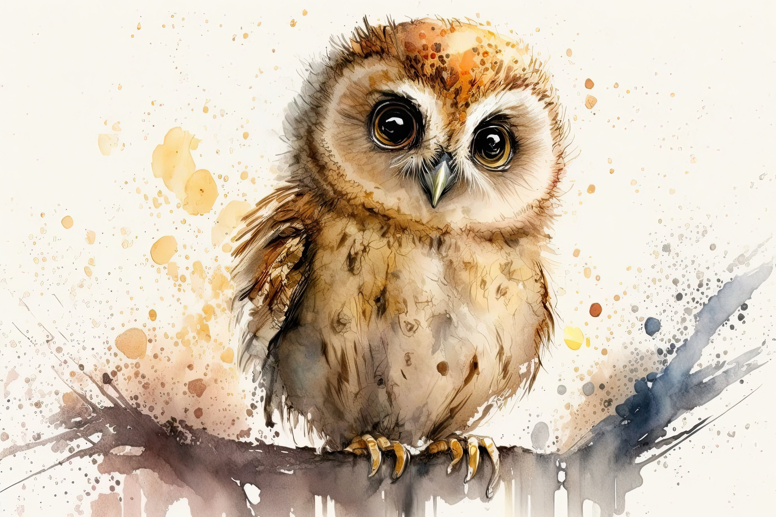 Cute Watercolor Baby Owl Digital Print Nursery Wall Art - Etsy