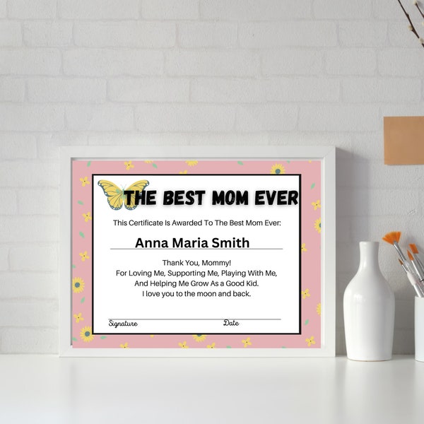 Best Mom Ever Certificate - Etsy
