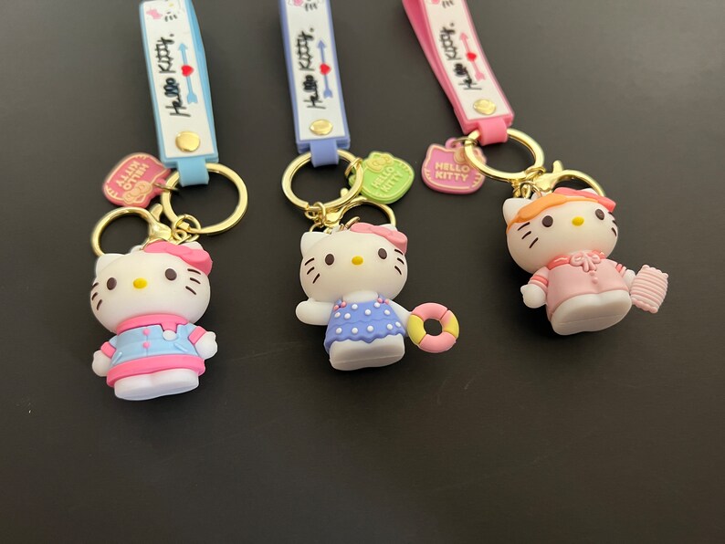 Hello Kitty Set of 3 Key Chains Kawaii Adorable Keychains Lot of 3 ...