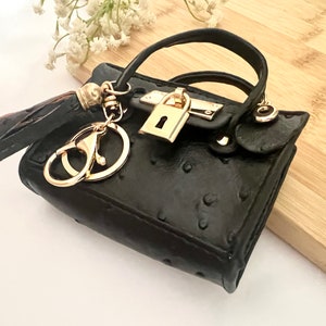 Purse Charm Key Chain Mini Bag for Cash Black Coin Pouch Vegan Leather ...