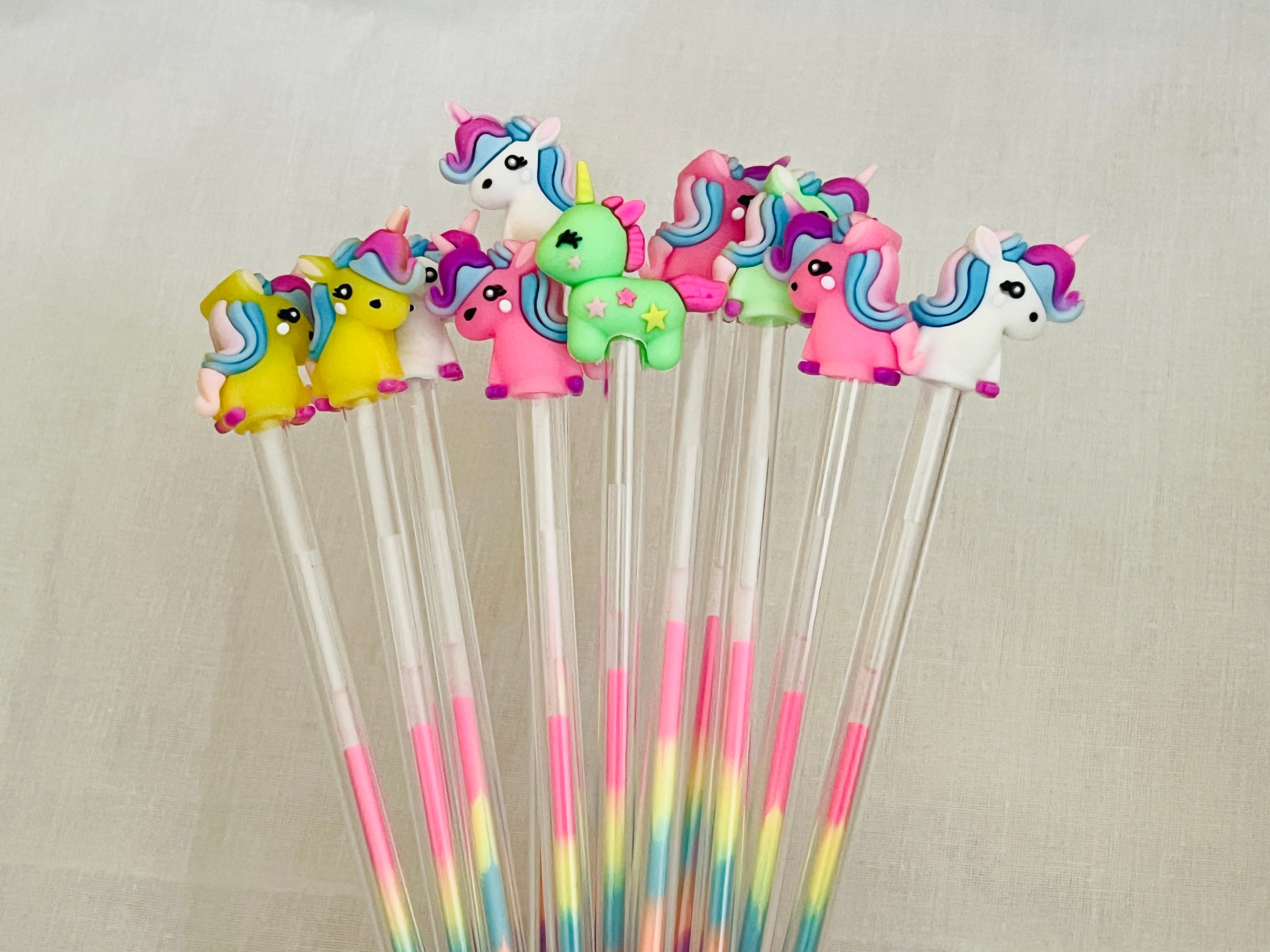 Set of 5 Unicorn Rainbow Ink Pens Neon Colors Multicolor Pens Fine ...