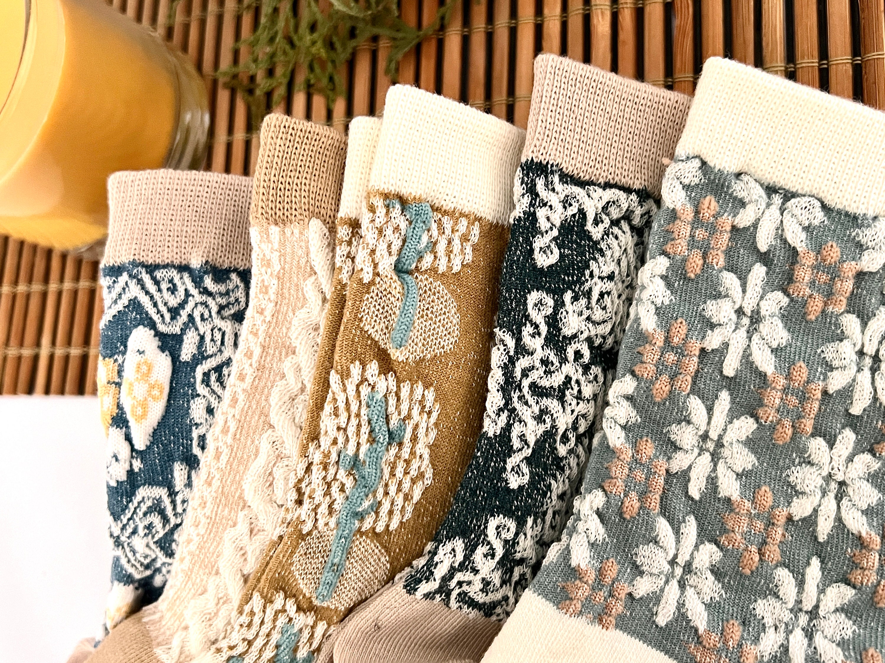 Socks 5 Pairs High Ankle Organic Cotton Vintage Retro Vibe Women's Gift ...