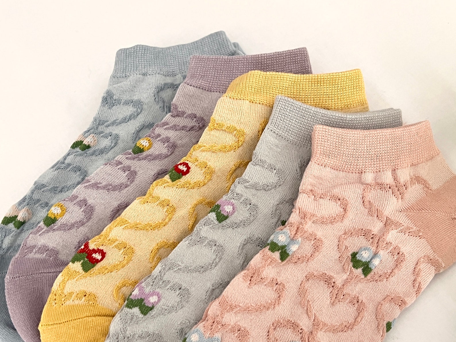 Retro Socks 5 Pairs Ankle Vintage Heart Women Socks Organic Cotton Fun ...