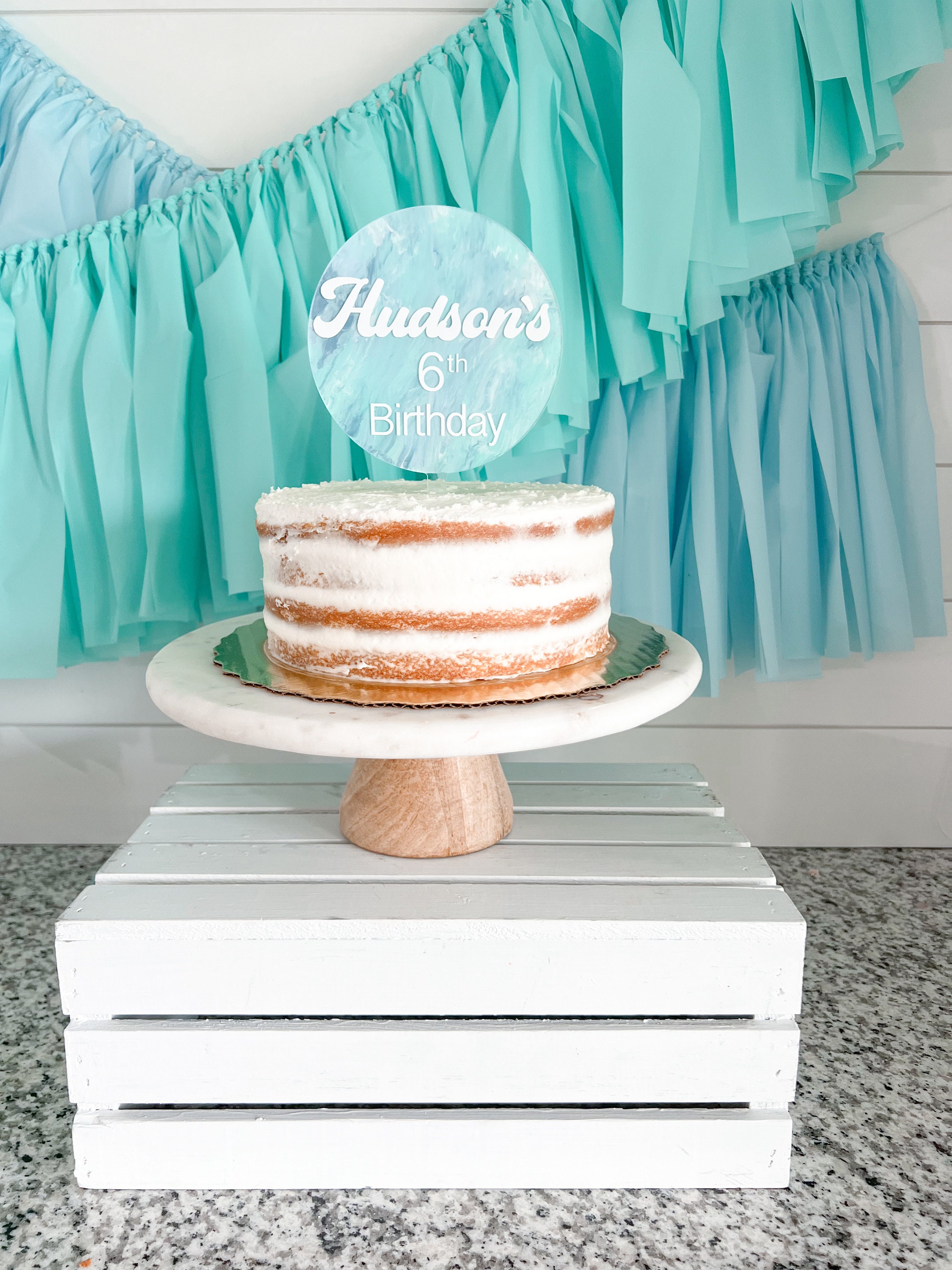 Personalized Acrylic Cake Topper/ the Big One/ Surf Party/ Custom Cake ...