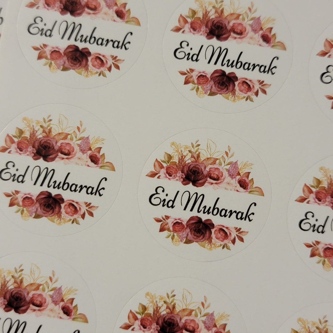 Eid Mubarak Stickers - Pack of 24 Round Labels Ramadan Islamic Decor ...