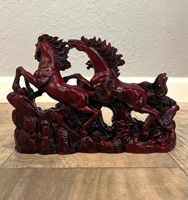 Vintage Red Resin Carving of 3 Galloping Horses - Etsy