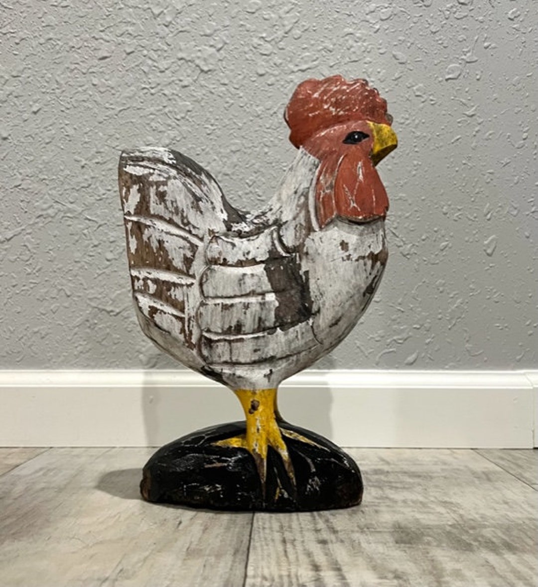 Antique Primitive Vintage Folk Art Hand Carved Wooden Rooster - Etsy