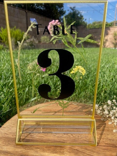 Acrylic Pressed Flower Table Number Signage - Etsy