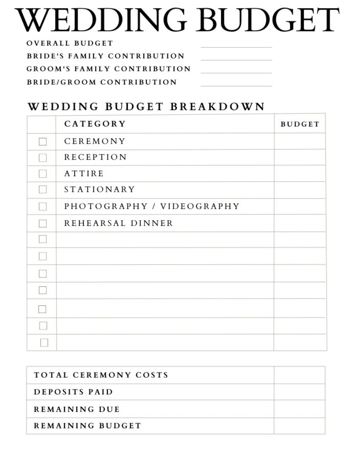 Wedding Budget Planner - Printable, Customizable, Personalized - Etsy