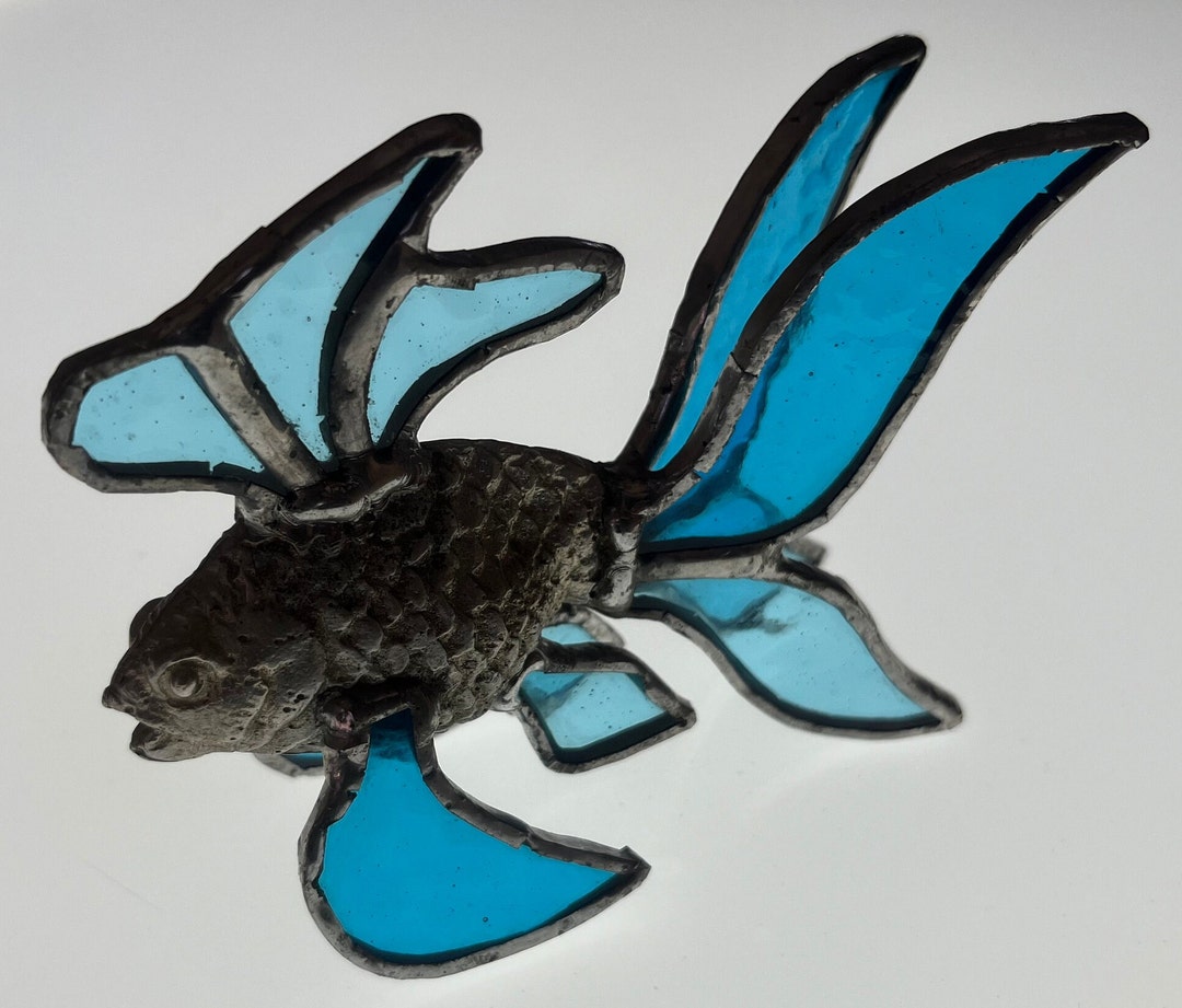 Stained Glass Fish Art Glass Figurine - Handcrafted Ocean Decor - FREE ...