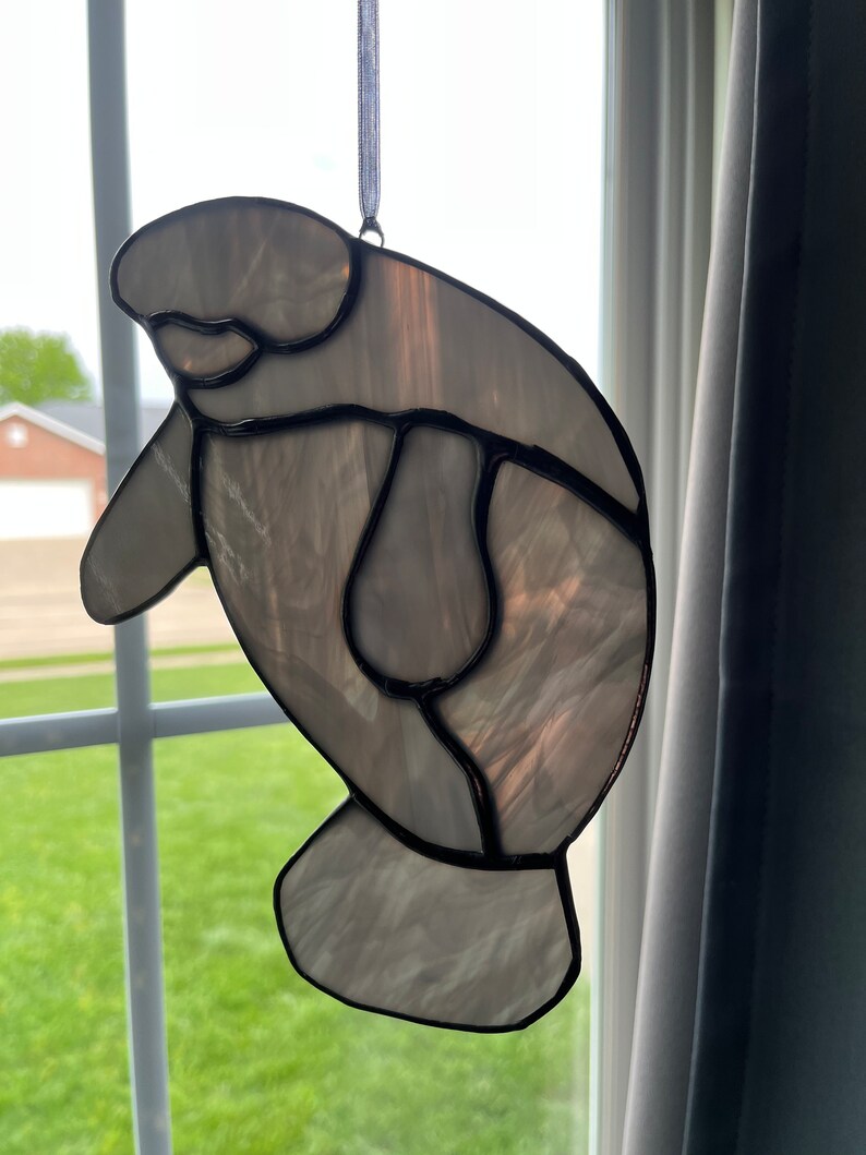 Florida Manatee Stained Glass Art - Handmade Gift - FREE SHIPPING - Etsy