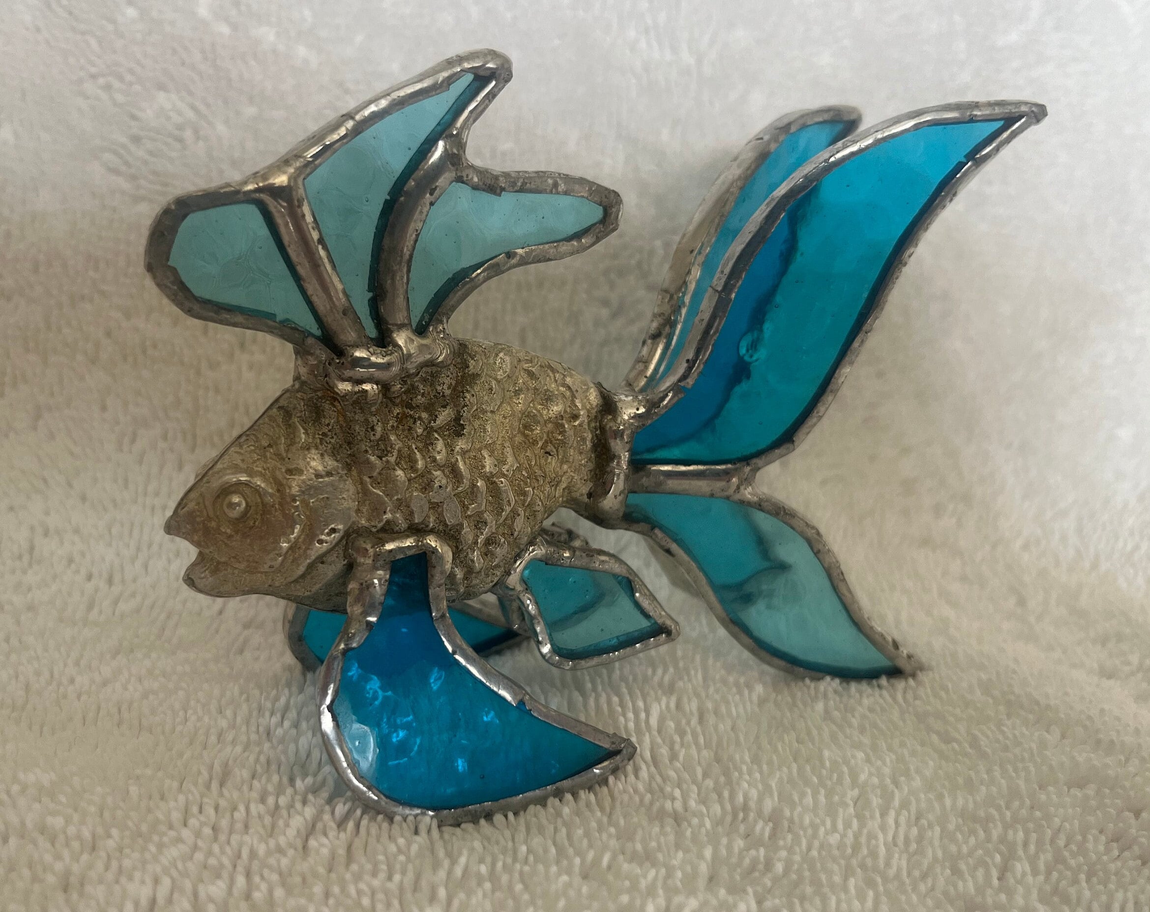 Stained Glass Fish Art Glass Figurine Handcrafted Ocean Decor - Etsy