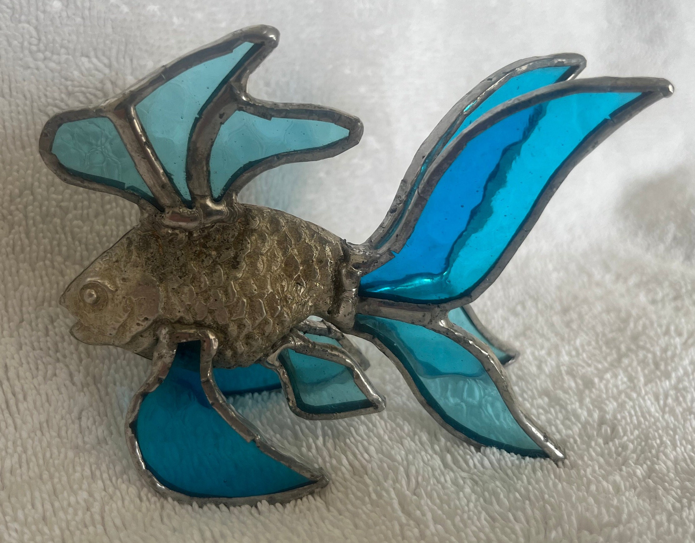 Stained Glass Fish Art Glass Figurine Handcrafted Ocean Decor - Etsy