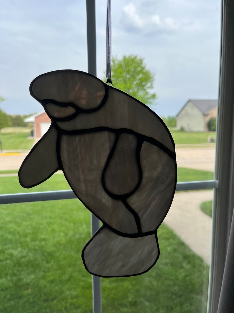 Stained Glass Manatee - Unique Art, Home Decor, & Gift - Etsy