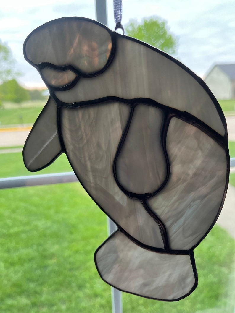Florida Manatee Stained Glass Art - Handmade Gift - FREE SHIPPING - Etsy