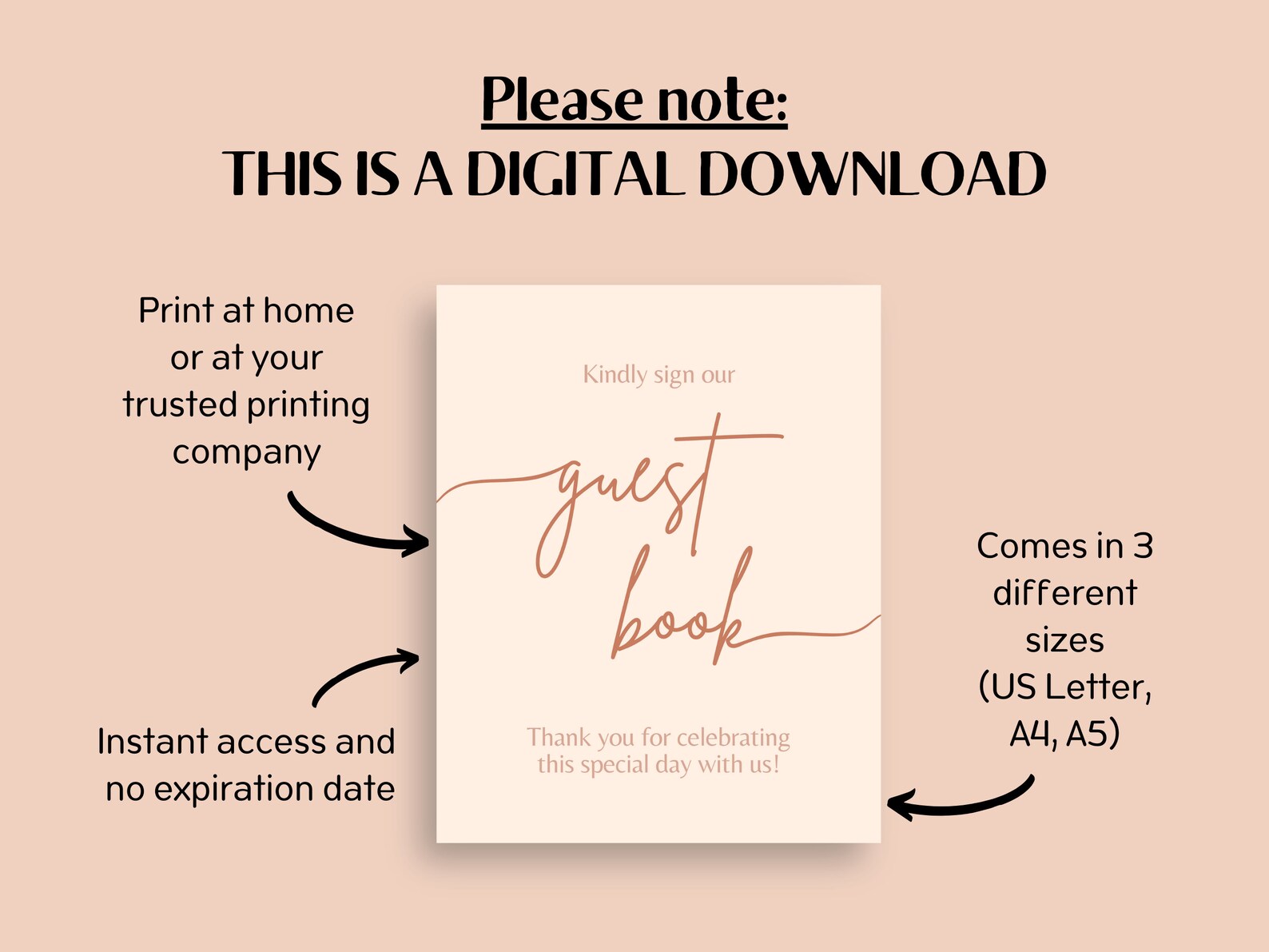 Cursive Guestbook Sign Printable for Weddings and Events Kindly Sign ...