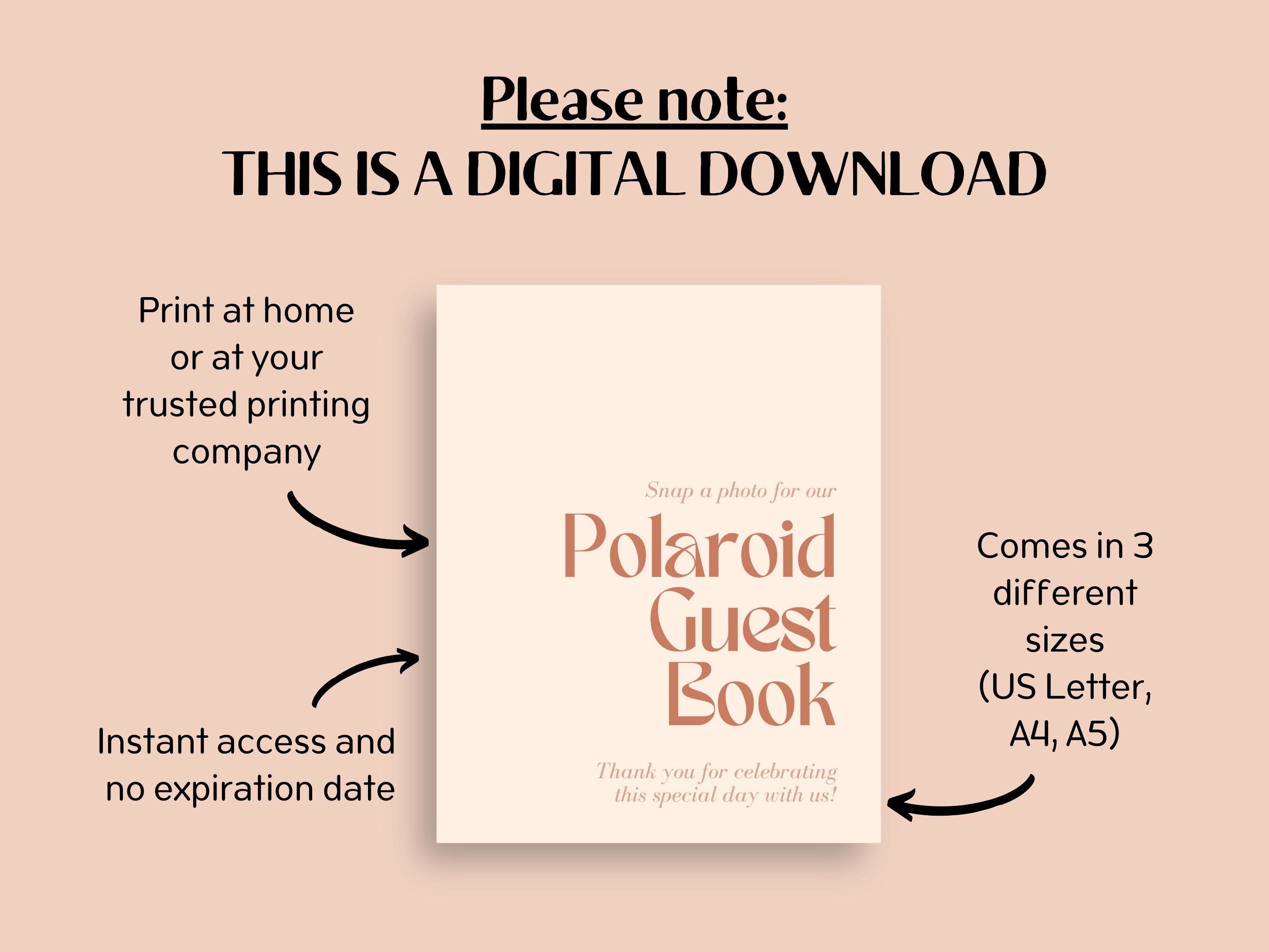 Polaroid Guest Book Printable Sign for Weddings and Events Photo ...