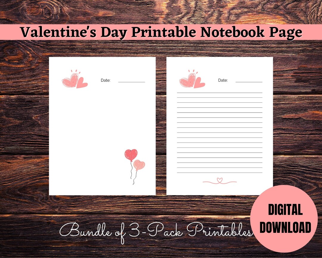 Printable Stationery, Digital Download, Valentine's Day Writing ...