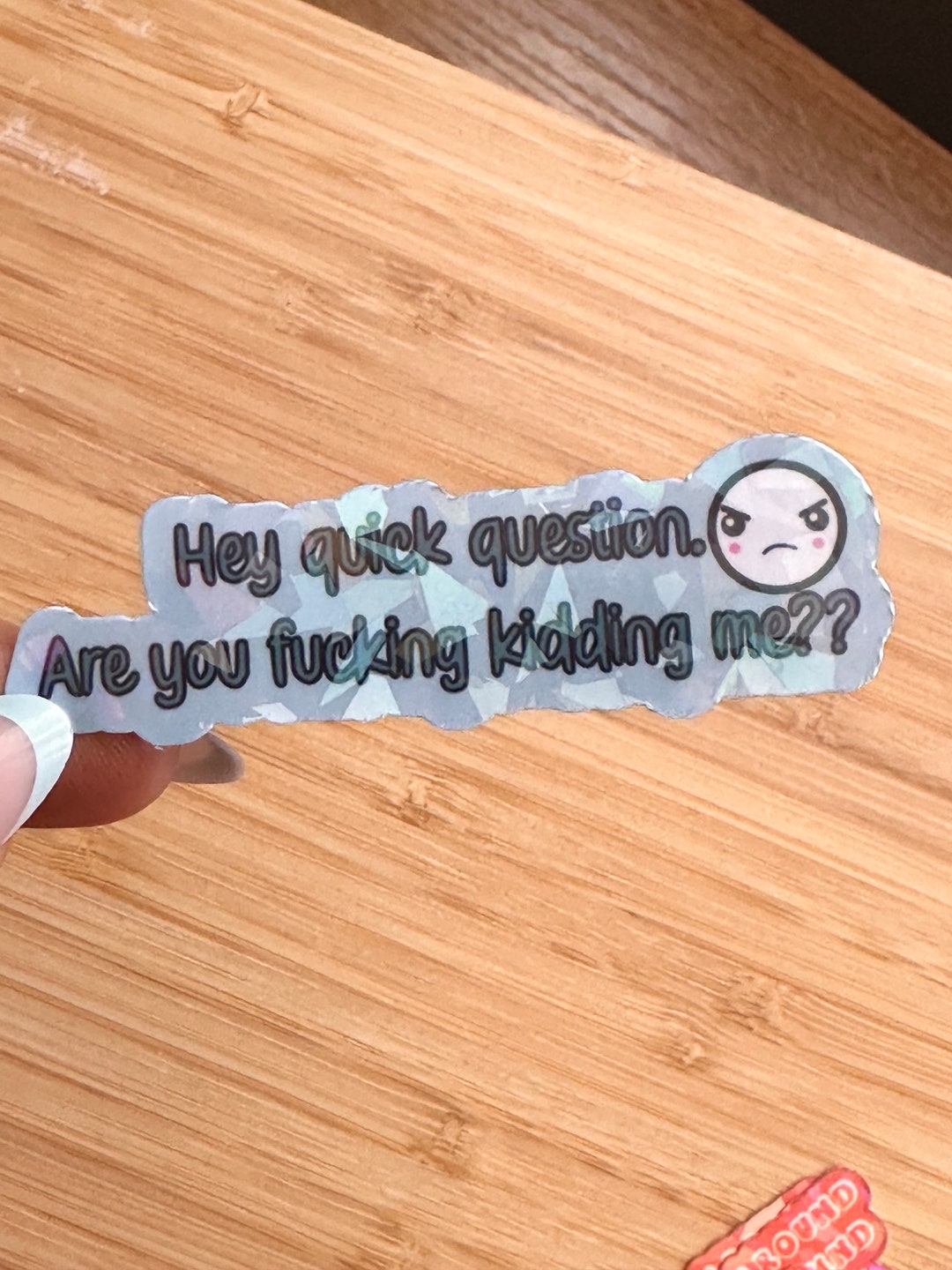 Holographic Funny Sticker hey Quick Question Are You Fcking Kidding Me ...