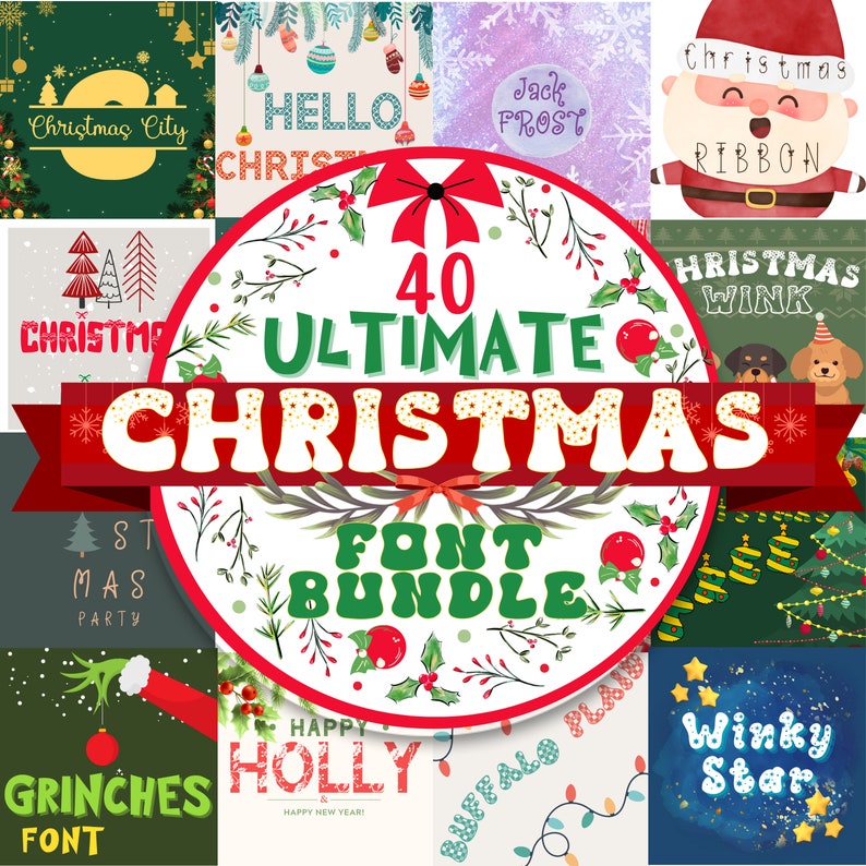 The Ultimate Christmas Font Bundle 40 Fonts, Retro Christmas Font ...