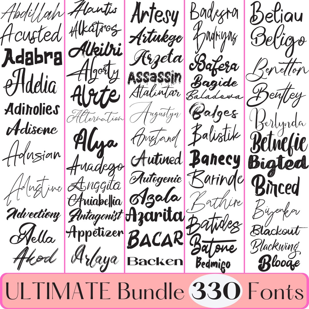 The Ultimate 330 Fonts - Font Bundle Ttf Heart Font, Cricut, Canva Font ...