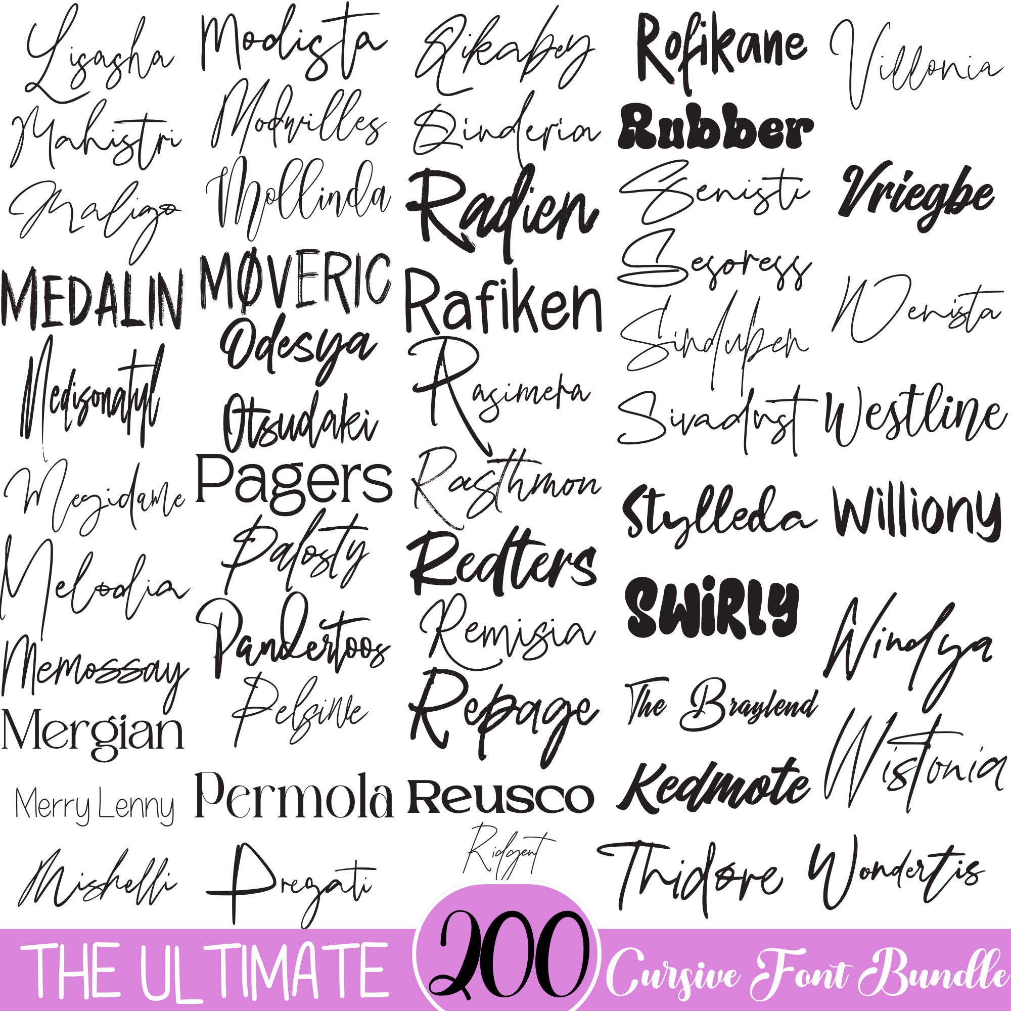 The Ultimate 200 Fonts - Font Bundle Ttf Otf Heart Font, Cricut, Canva Font, Script Font ...