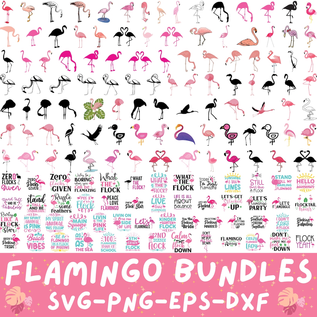 Flamingo SVG Bundle 150 Designs, Flamingo Cliparts, Flamingo Silhouette ...