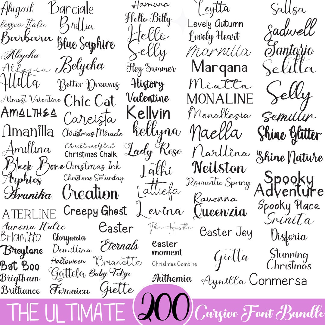 The Ultimate 200 Fonts - Font Bundle Ttf Otf Heart Font, Cricut, Canva ...