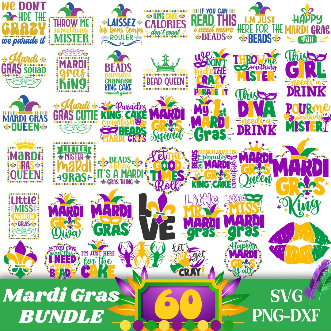 Mardi Gras SVG Bundle, Mardi Gras Clipart, Carnival Svg Silhouette ...