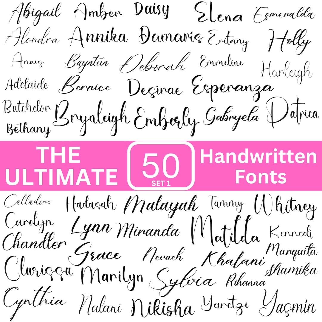 The Ultimate 50 Fonts - Font Bundle Set 1 Otf Font, Cricut, Canva Font ...