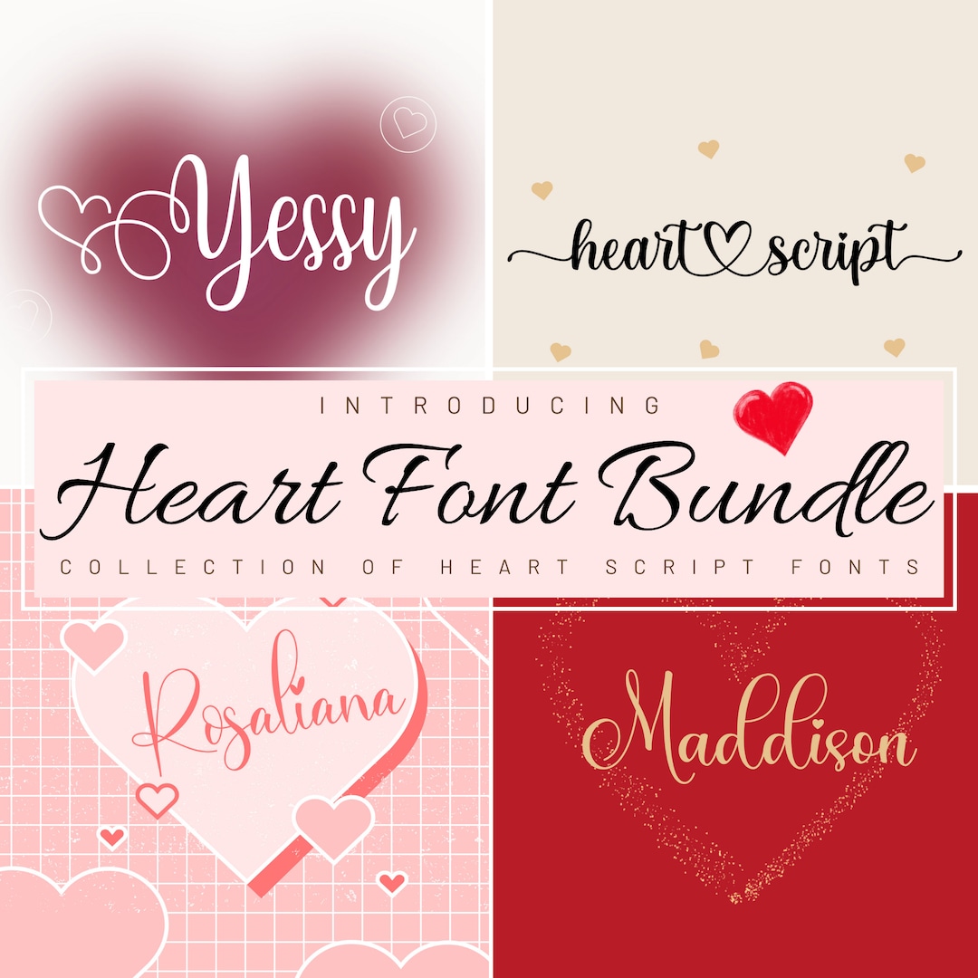 Heart Script Fonts Script Font Font With Hearts Ttf Font With Tails
