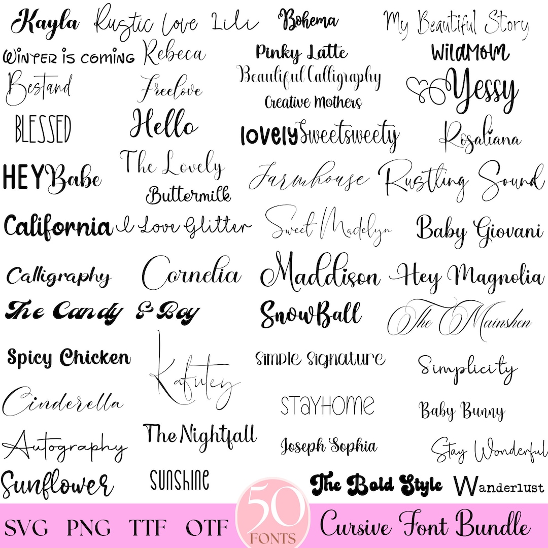 The Ultimate 50 Fonts - Font Bundle Ttf Svg Heart Font, Cricut, Canva ...