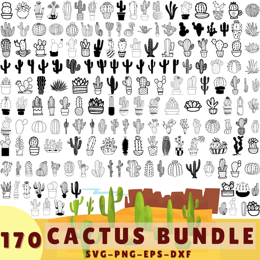 Cactus SVG Bundle Succulent Clipart 170 Designs, Succulent Svg Bundle ...