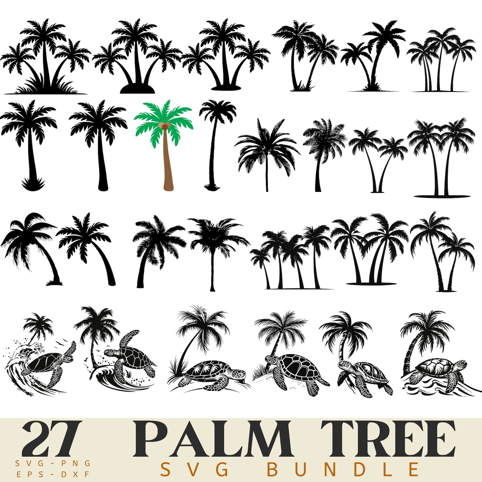 Palm Tree SVG Bundle, 27 Designs SVG Palm Tree PNG, Dxf Eps, Palm Tree ...