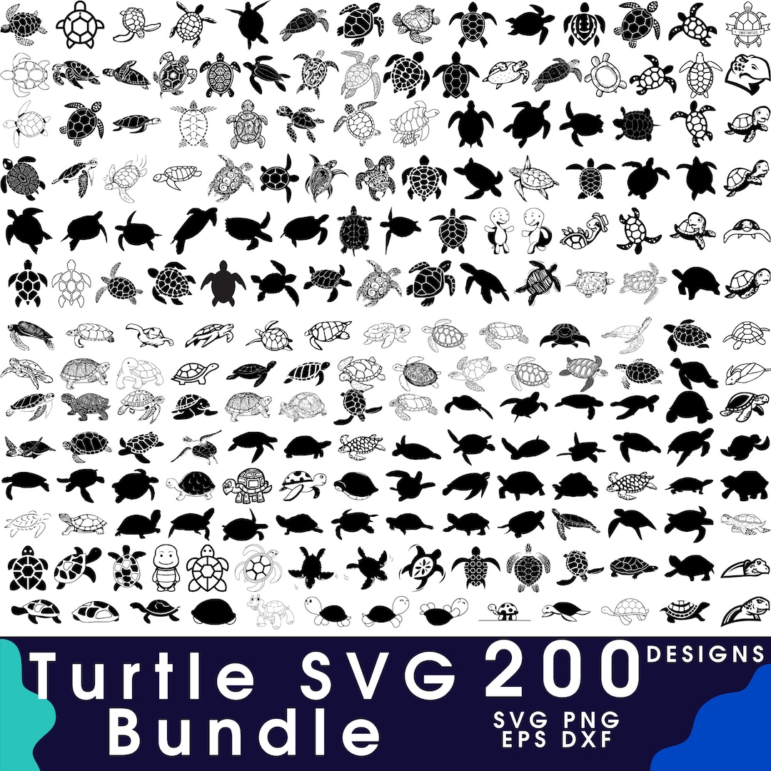 TURTLE SVG, Sea Turtle Svg, 200 Sea Turtles DESIGNS Clipart, Turtle Svg ...