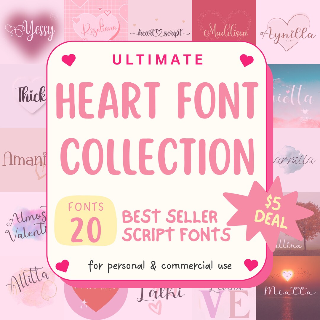 The Ultimate Heart Script Font Bundle 20 Fonts, Script Font With Tails, Heart Font, Wedding Font ...