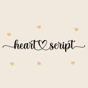 Heart Script Fonts, Script Font, Font With Hearts Ttf Font With Tails ...